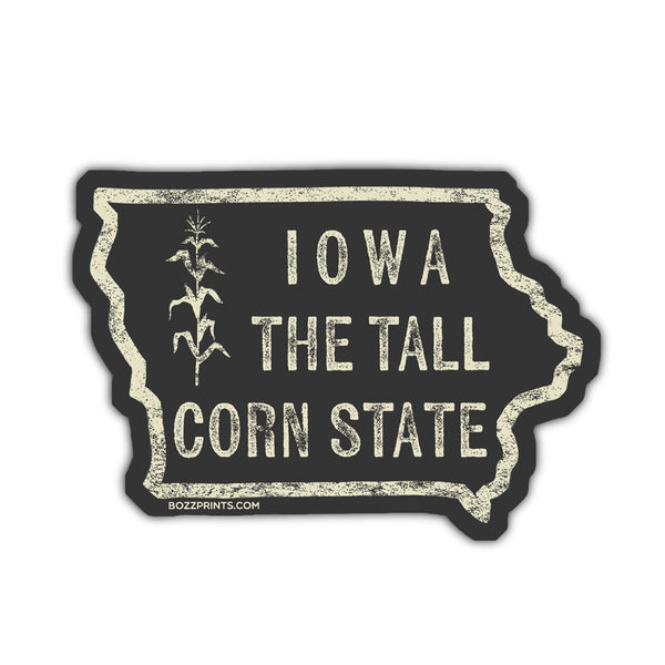 Iowa The Tall Corn State Sticker - Bozz Prints