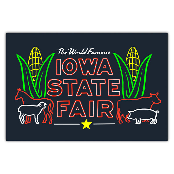 Iowa State Fair Neon Sign Postcard - Bozz Prints