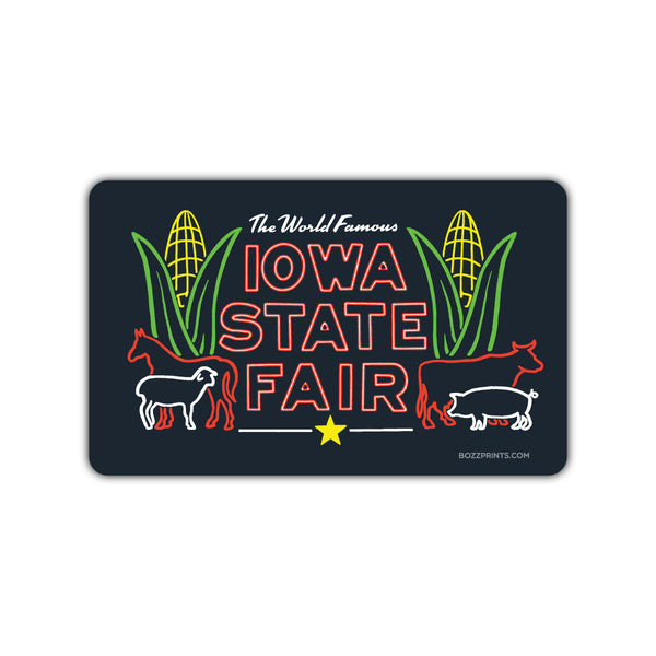 Iowa State Fair Neon Sign Sticker - Bozz Prints