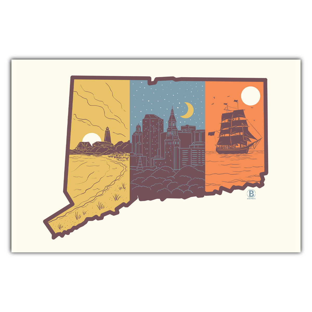 Layers of Connecticut Postcard - Bozz Prints