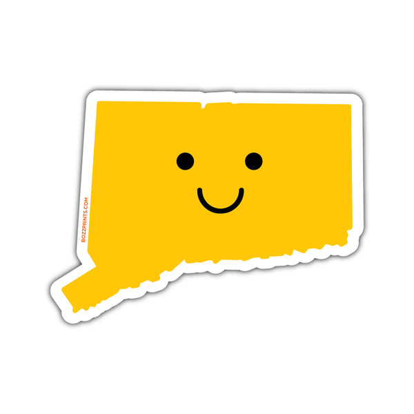 Smiley Face Connecticut Sticker - Bozz Prints