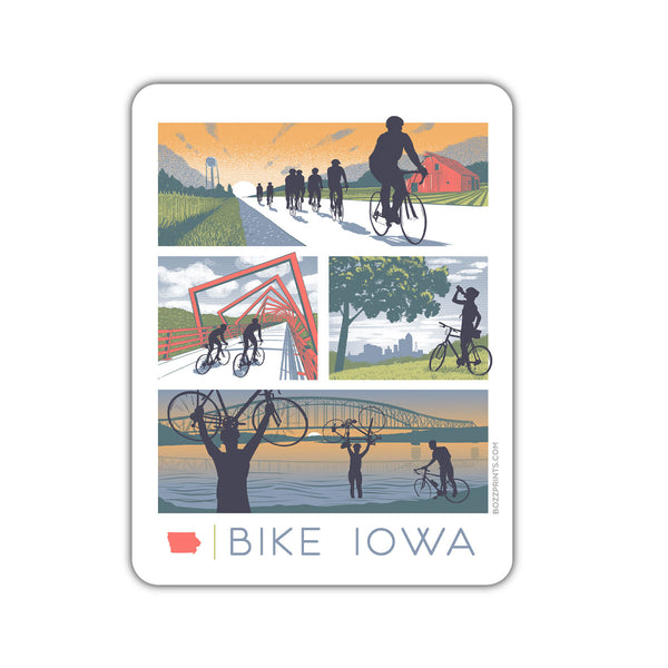 Bike Iowa Sticker/Magnet - Bozz Prints