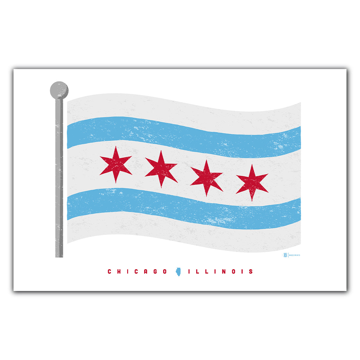 Chicago Flag Illinois Postcard - Bozz Prints