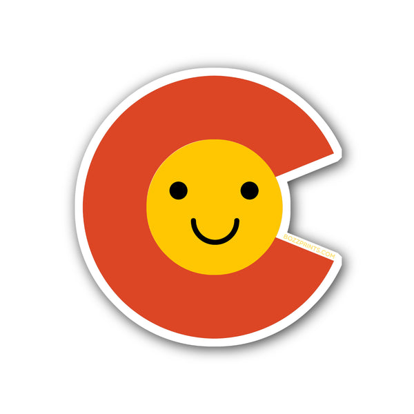 Smiley Face Colorado Sticker - Bozz Prints
