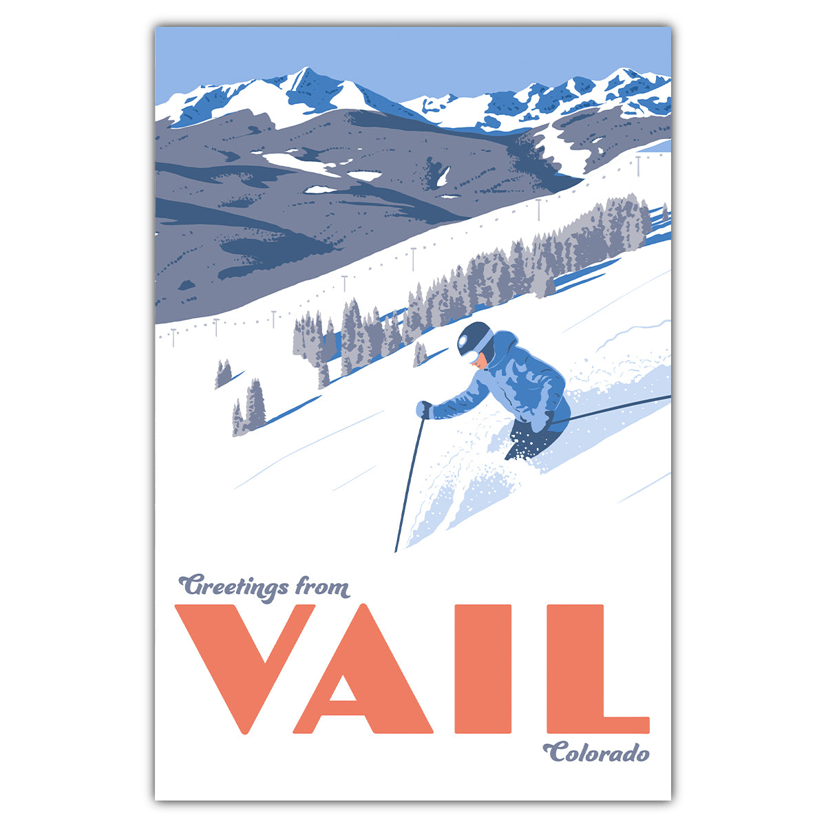 Greetings from Vail Colorado Postcard - Bozz Prints