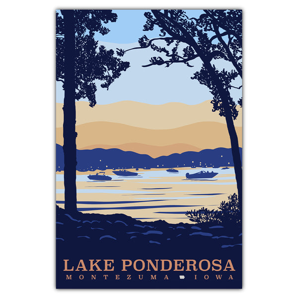 Lake Ponderosa Iowa Postcard - Bozz Prints