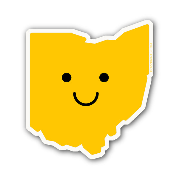 Smiley Face Ohio Sticker - Bozz Prints