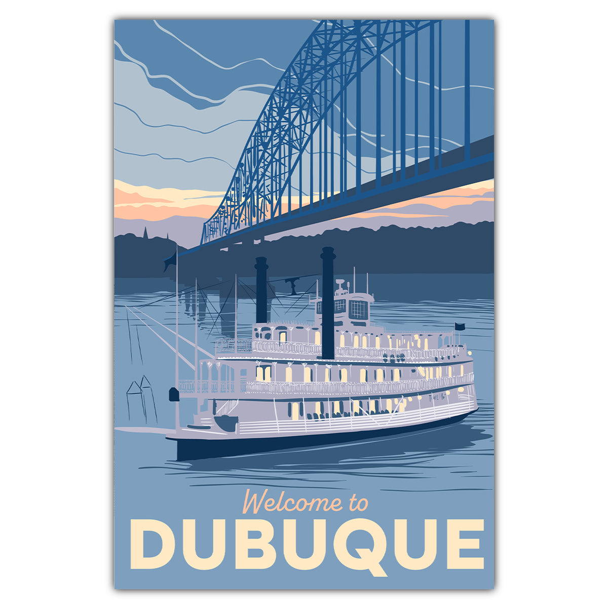 Welcome to Dubuque Riverboat Postcard - Bozz Prints