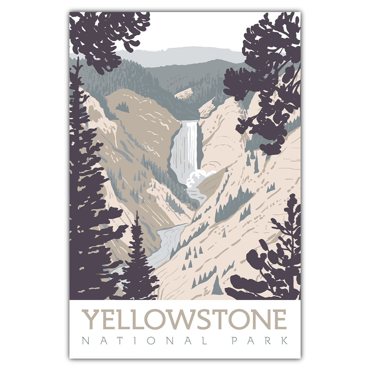 Yellowstone National Park Lower Falls Postcard - Bozz Prints