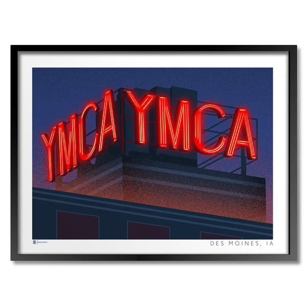 Des Moines YMCA Sign at Night Print | Bozz Prints